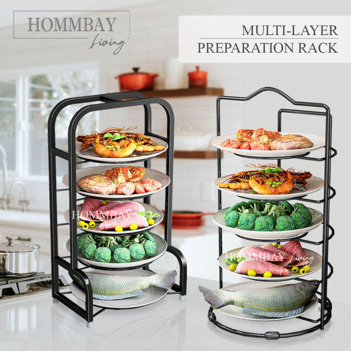 HOMMBAY Kitchens 4 Tier / 5 Tier Stackable Kitchen Preparation Rack ...