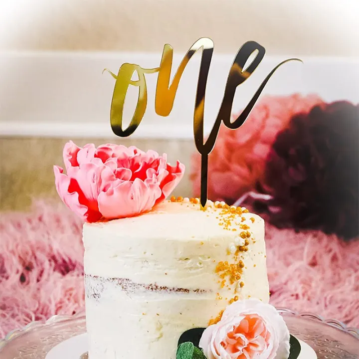 1st Birthday Cake Topper One Cake Topper Gold Acrylic Number One ...