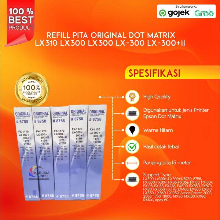 Refill Pita Printer Dot matrix lx300+ lx300+ii original 15 meter 15m ...