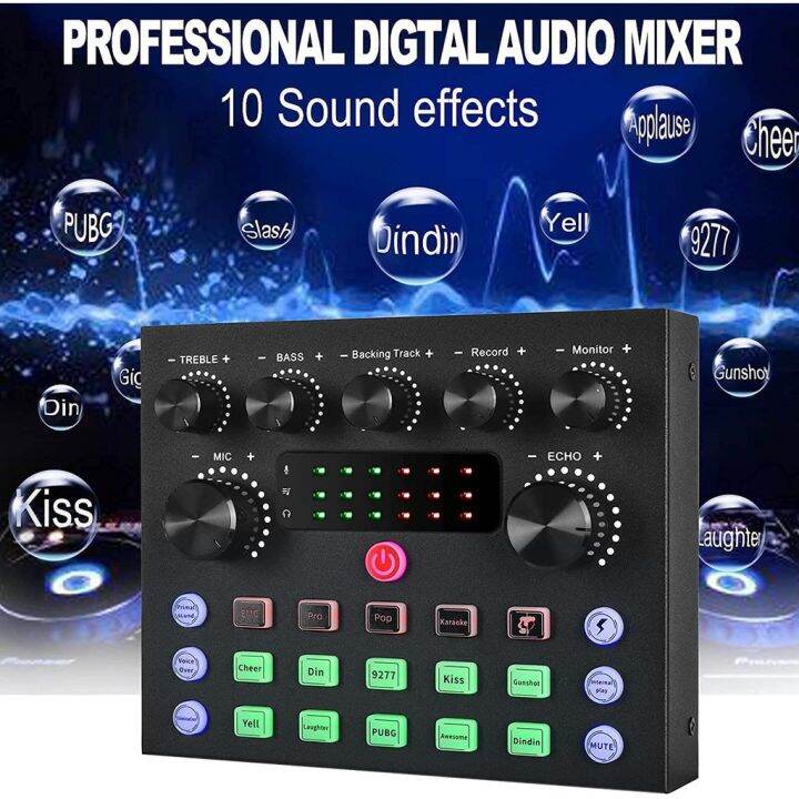 Philibs Original V8s Sound Card Live Singing Equipment Audio Mixer Streaming Bluetooth Sound ...