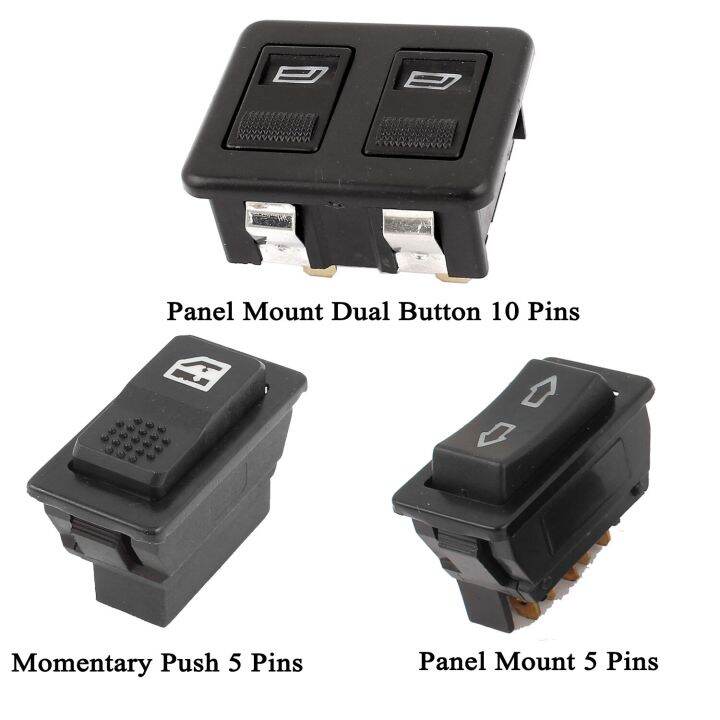 X Autohaux Auto Panel Mount Dual Button Momentary Push 5 Pins Window ...