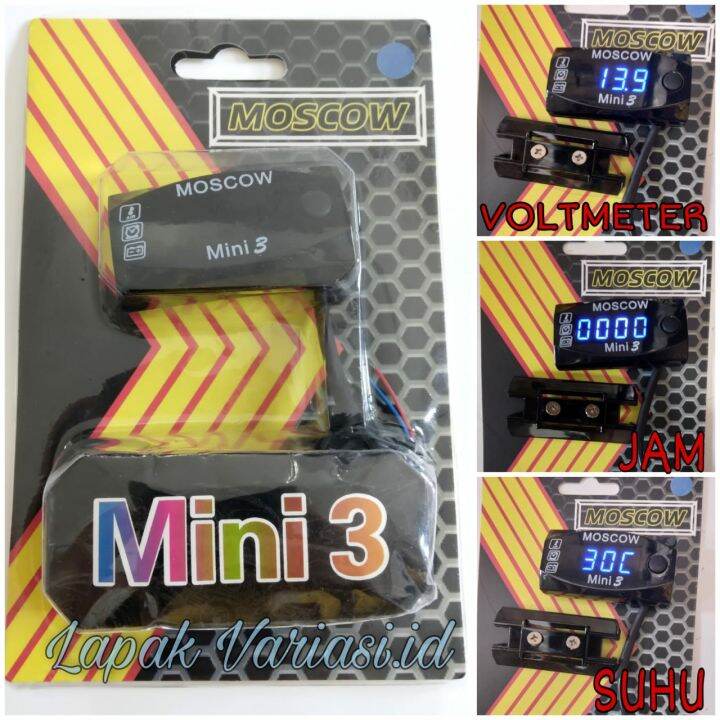 Voltmeter AKI 3in1 JAM SUHU VOLT METER DIGITAL MINI MOTOR UNIVERSAL ...