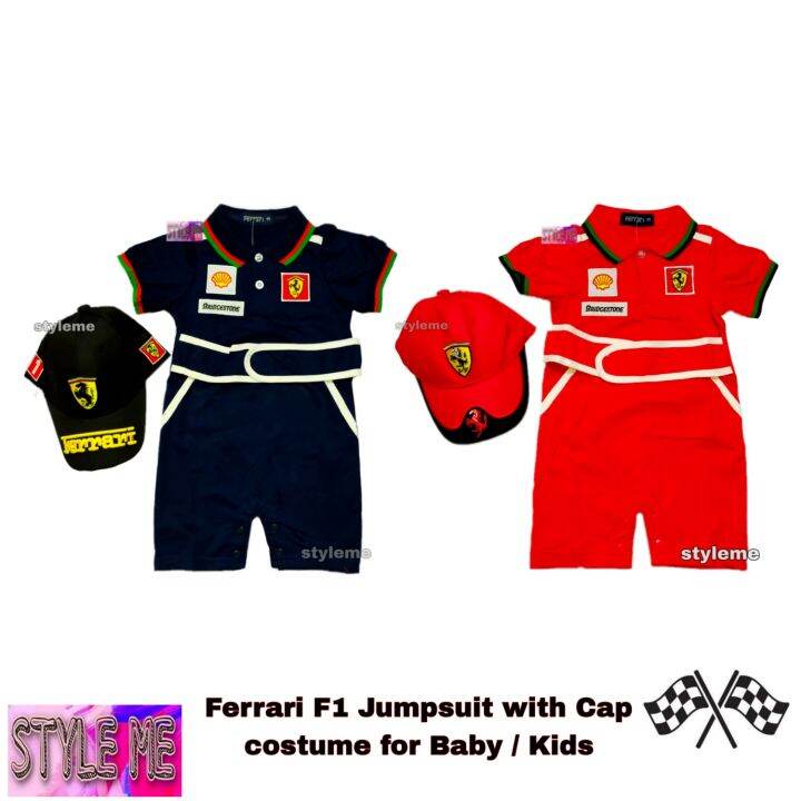 Ferrari with Cap Racing Car Colour Dark Navy Blue and Red Costume ...