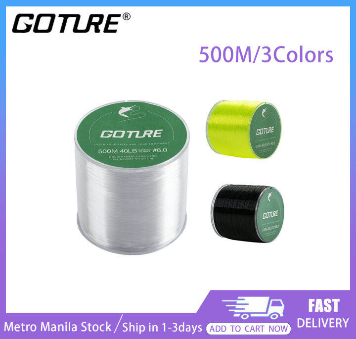 GOTURE 500M Fishing Line Super Strong 3 Colors Nylon Fishing Line Super ...