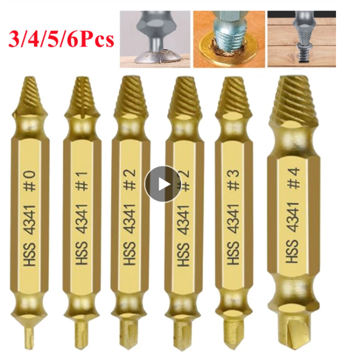 Drill Bit 6Pcs Damaged Screw Extractor Set Stripped Broken Screw Bolt ...