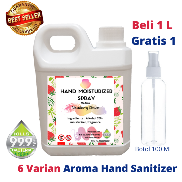 PROMO HAND SANITIZER 1 LITER 6 VARIAN AROMA BONUS BOTOL SPRAY | Lazada ...