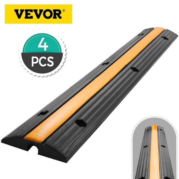 VEVOR 4 Pack 1-Channel Cable Cover Wire Cord Protective Ramp Driveway ...