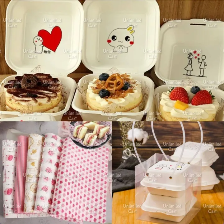 Bento Cake Box Clamshell Bag Wax Paper Non grease Food Wrapper for ...
