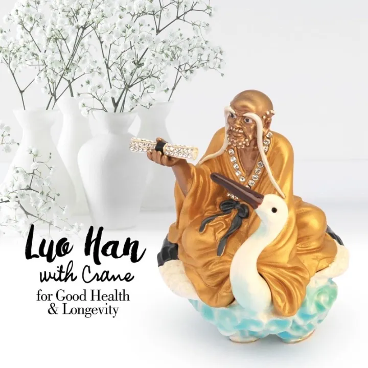 Fengshui LUO HAN WITH CRANE FOR GOOD HEALTH & LONGEVITYZyK | Lazada PH