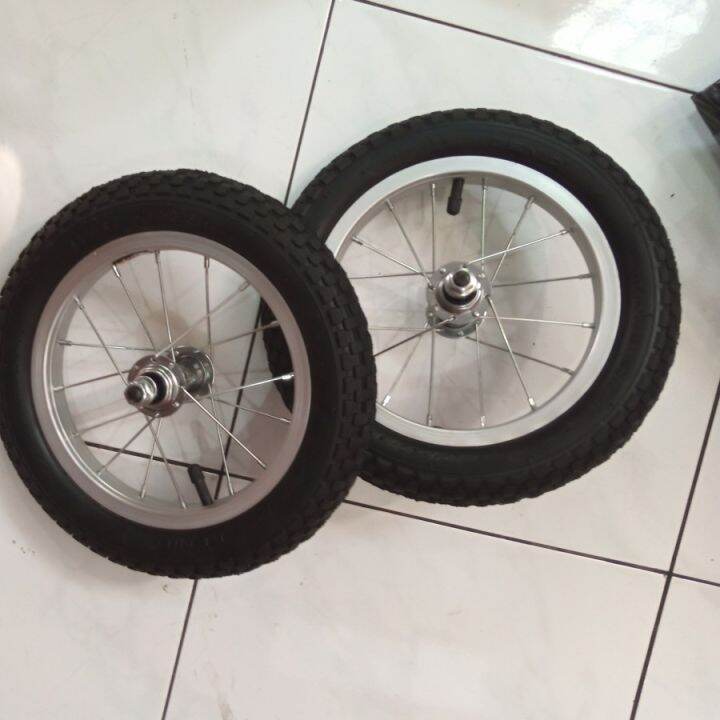 Roda sepeda push bike ukuran 12 DEPAN BELAKANG , 2 wheel mur as 15 ...