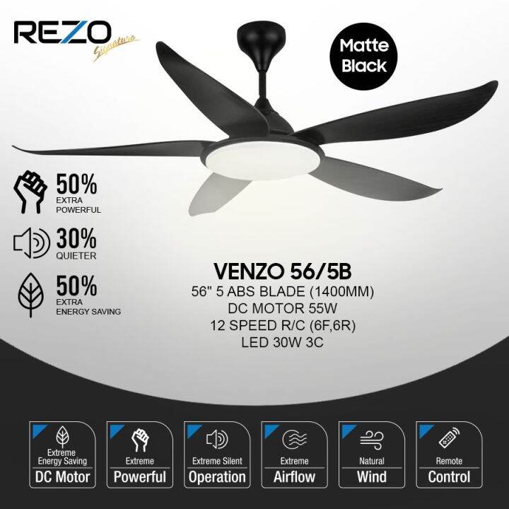 Rezo Venzo 56/5B LED Ceiling Fan with DC Motor Remote Control [READY ...