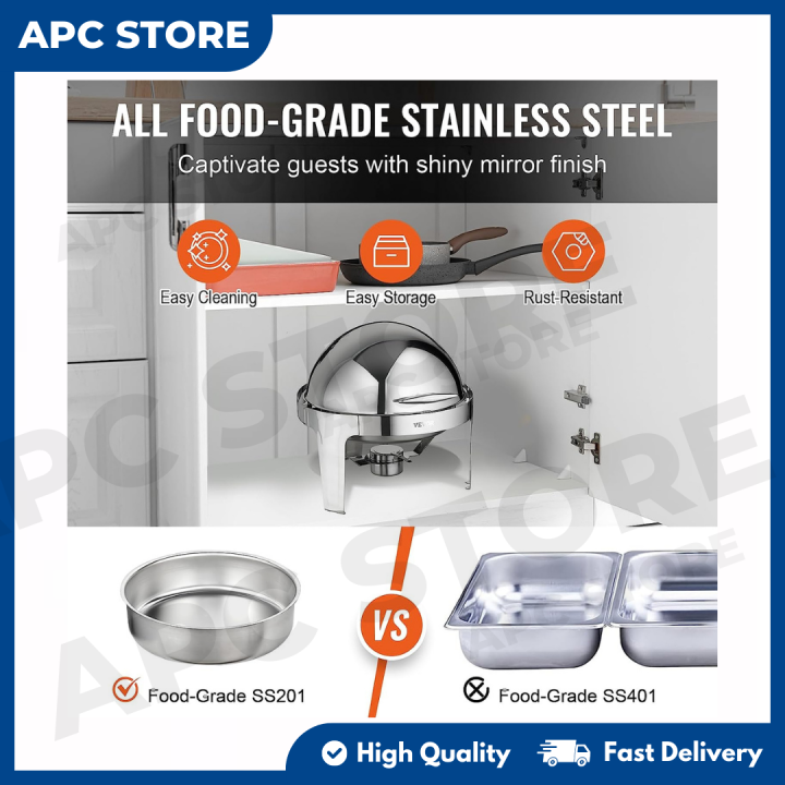 Stainless Steel Top-Grade Round Clamshell Buffet Stove Dish Set ...