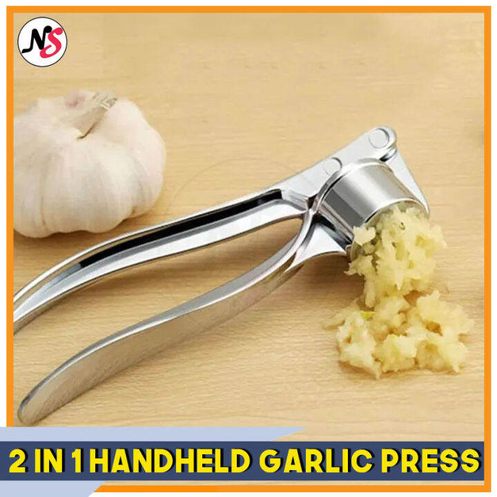 Stainless Steel Garlic Press, Hand Presser Crusher Ginger Squeezer (No ...