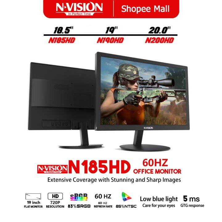 Nvision 19 /20 /22'' Led Monitor HD 720P 60Hz Pc Computer Laptop ...