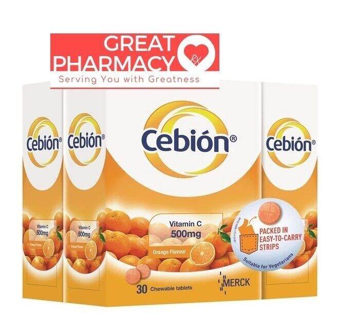 Cebion Vitamin C Chewable Orange Flavour 500mg 30's x 3 | Lazada