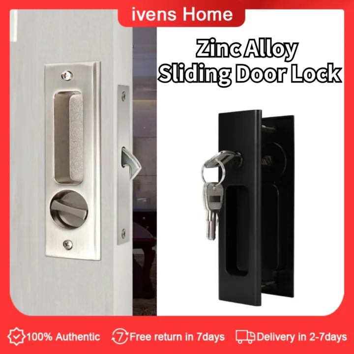 Sliding Door Lock With Flush Recessed Handle Invisible Barn Wood Door ...