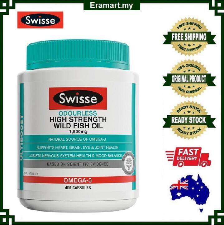 SWISSE ULTIBOOST ODOURLESS WILD FISH OIL 1500MG OMEGA 3 (400 CAPSULES ...