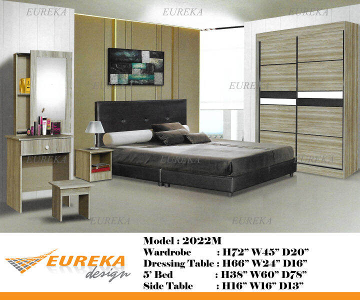 EUREKA 4in1 Bedroom Set 2022 Wardrobe Bed Side Dressing Table / Bilik ...