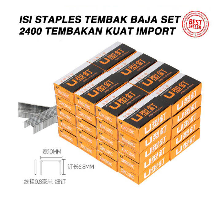 Isi Staples Tembak Isi Stapler Refill Gun tacker Steples Baja 2400 pcs ...