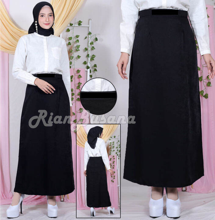Rok Kerja Panjang Hitam A Bahan Formal Kantor Rok panjang Bentuk A Rok ...