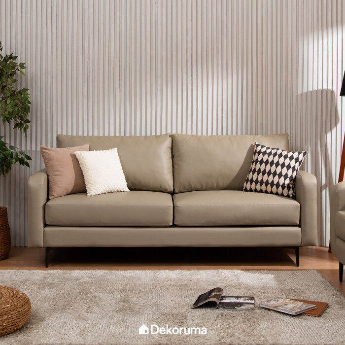 Dekoruma TAKA Sofa Kulit 3 Dudukan - Sofa Tamu 3 Seater | Lazada Indonesia