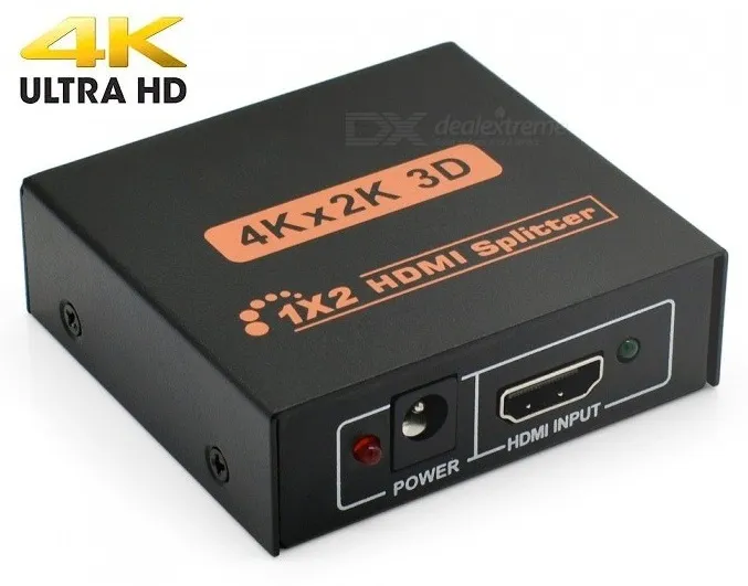 2Port 4K 3D HDMI Splitter with UK Power Adapter for Projector Monitor ...