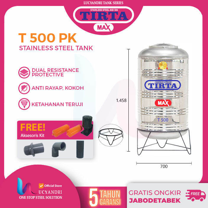 Tangki Air Stainless Steel Tirta T 500 PK (KAKI) Water Tank Tandon ...