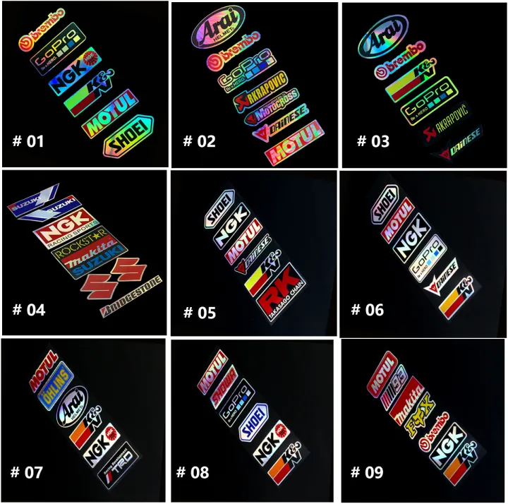 Laser Rainbow Reflective Motorcycle Car Side Stripe Helmet Sticker ...