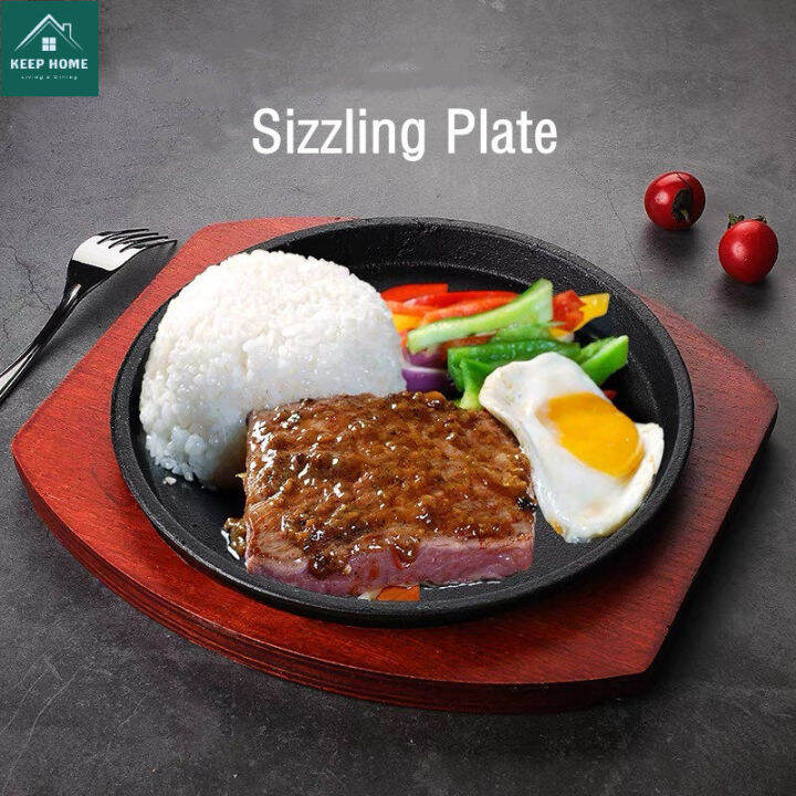 COD【KeepHome】Sizzling Plate Sisig plate Cast Iron sizzling plate With ...