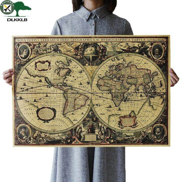 Boupower IN stock DLKKLB Retro World Map Nautical Map Poster Vintage ...