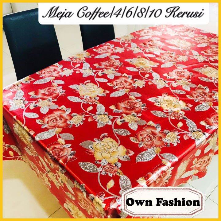 Lapik Meja Korea Royal Merah 3D Alas Meja Waterproof ( Meja coffee /4/6 ...