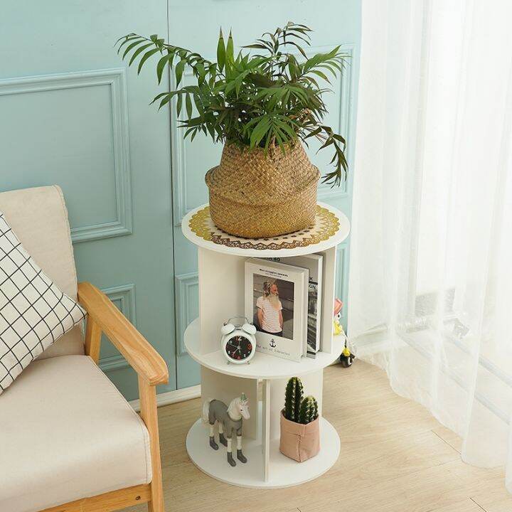 Living room sofa side table ins simple small round table with magazines ...