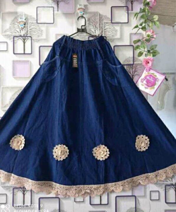ROK JEANS PANJANG WANITA RENDA CEPLOK | Lazada Indonesia
