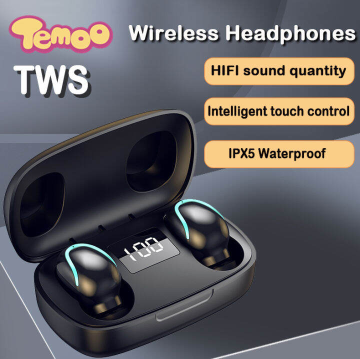 Temoo TWS ไร้สายหูฟังบลูทูธชุดหูฟังสเตอริโอชุดหูฟังตัดเสียงรบกวน IPX5ชุดหูฟังกีฬากันน้ำ N-หูฟัง ...