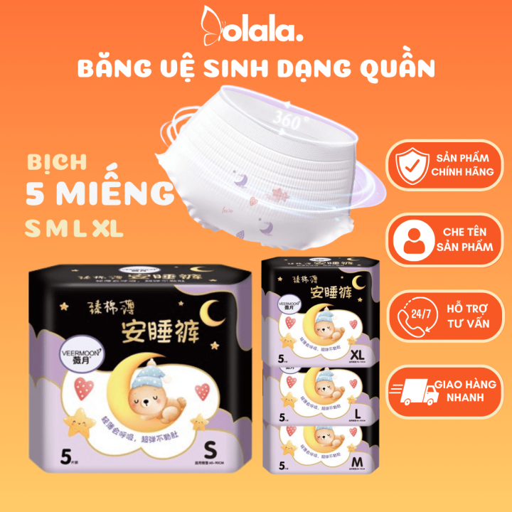 Băng vệ sinh quần VEERMOON gói 5 chiếc size SMLXL cho từ 35-75kg | Lazada.vn