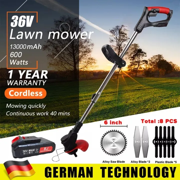 Cordless Lawn Mower Rechargeable Electric Grass Cutter with Lithium ...