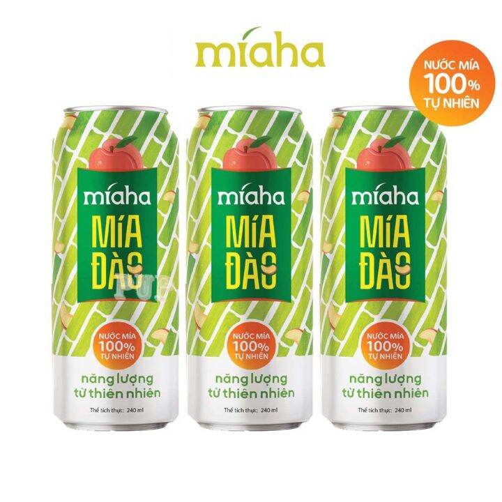 3 Lon Nước Mía Đào Tự Nhiên 240ml Míaha,Mía Ha | Lazada.vn