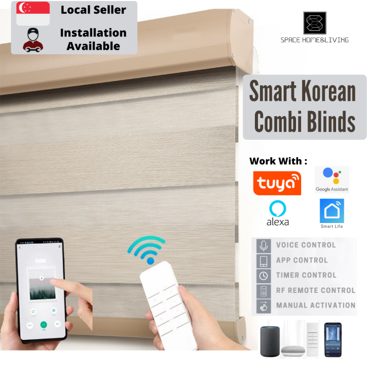 Automated Electric Motorized Combi Blind Smart Home Smart Blind Rainbow ...