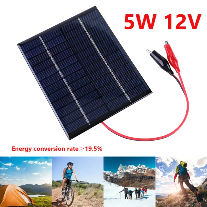 Waterproof Solar Panel 5W 12V Outdoor Portable DIY Polysilicon Epoxy ...