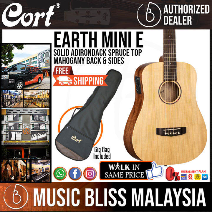 Cort Earth Mini E Adirondack Acoustic Guitar with Bag (Earth-Mini E ...