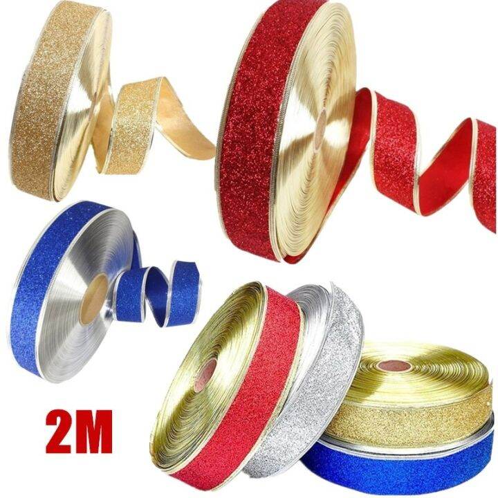[HOT YUN XIN] 2m/roll 5cm DIY Glitter Ribbons Shiny Gold Powder Ribbon ...