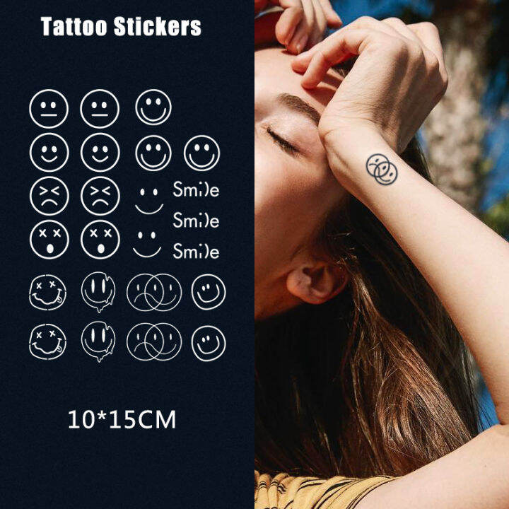 Tattoo Sticker Waterproof Long Lasting Smiley Face Fake Tattoo ...