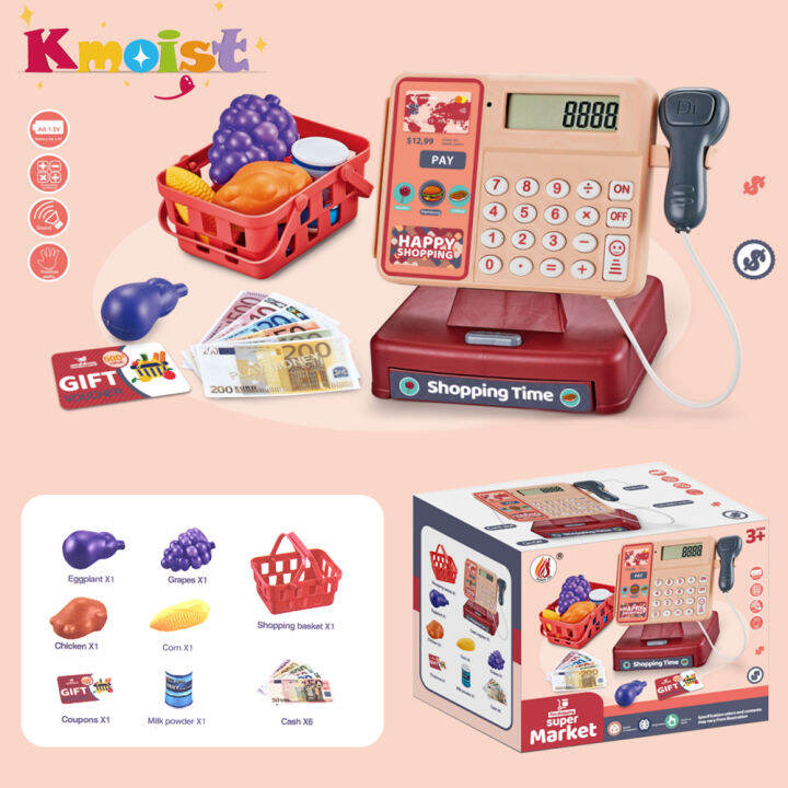 Kmoist children cash register with computing puzzle play house toy for ...