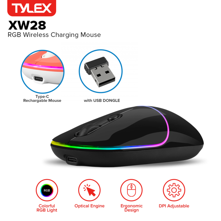 TYLEX XW28 2.4G RGB Wireless Mouse Type - C Charging | Lazada PH
