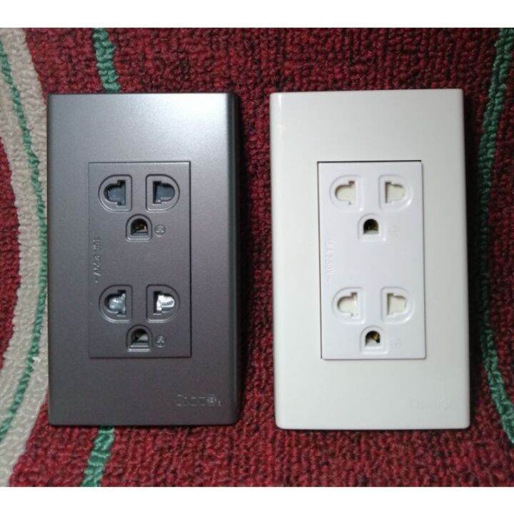 Kt OMNI Wide Series Duplex Universal Outlet w Ground Safety Shutter ...