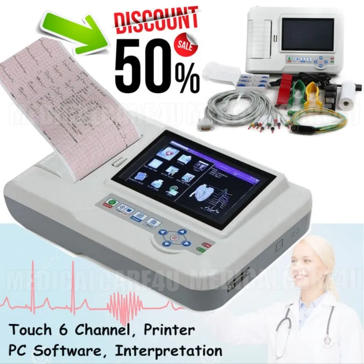 Mesin Electrocardiograph 6 Channel Printer Analisys CE Touch ECG EKG ...