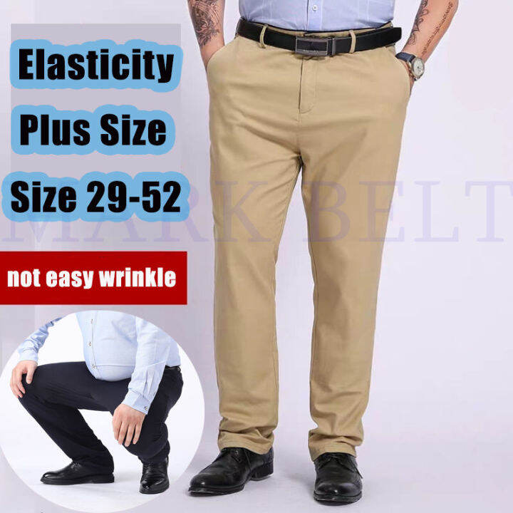 HY Plus Size seluar kerja lelaki Mens Trousers Casual Pants Grey Black ...
