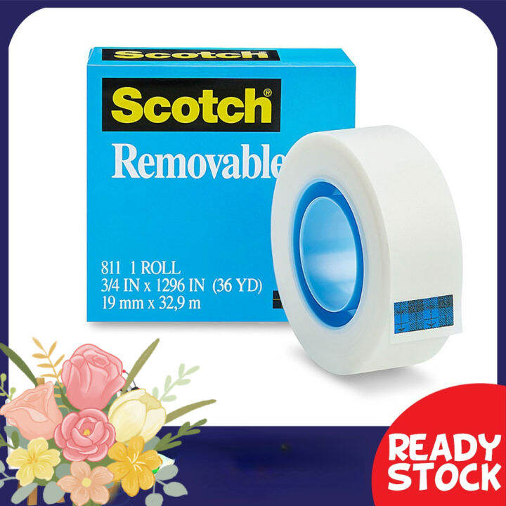 3M Scotch 811 Removable Adhesive Tape (19mm x 33M) Scotch Removable ...