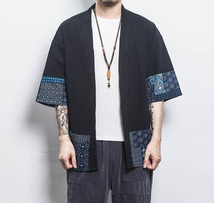 Kimono Cardigan Men Japanese Obi Male Yukata Men'S Haori Japanese Samurai Kimono Shirt Men ...