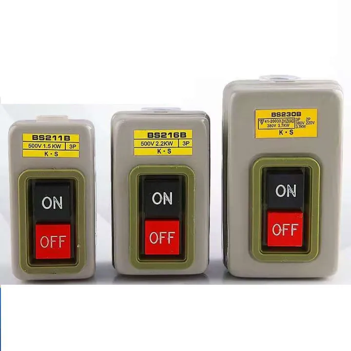 Control button switch power three-phase motor start press button press ...